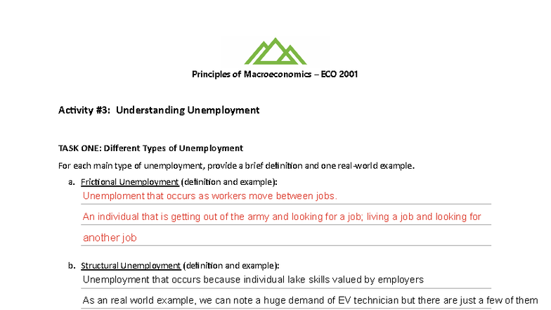 ECO 2001 Activity: Understanding Unemployment Types and Wage Stickiness ...