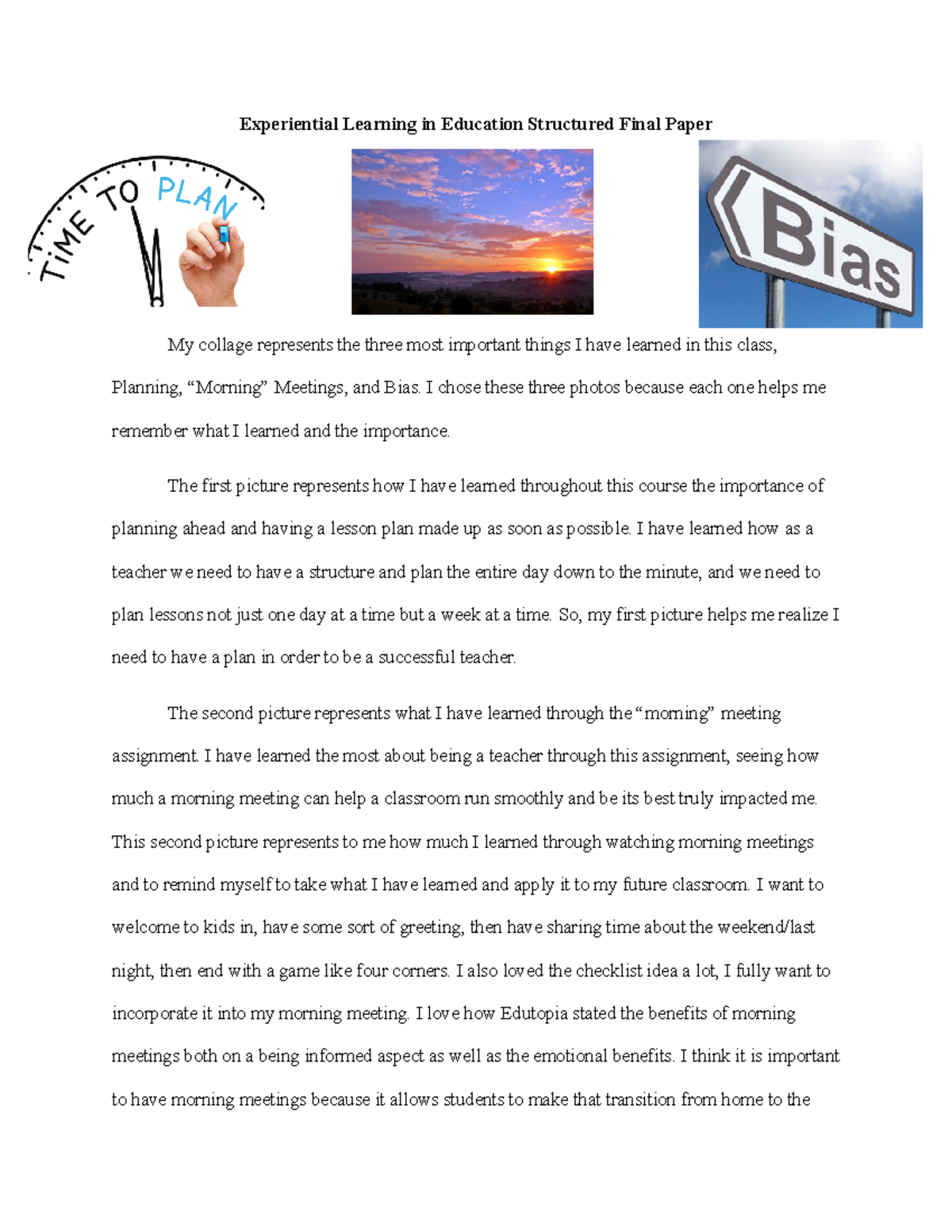 Experiential Learning Paper - Experiential Learning in Education ...