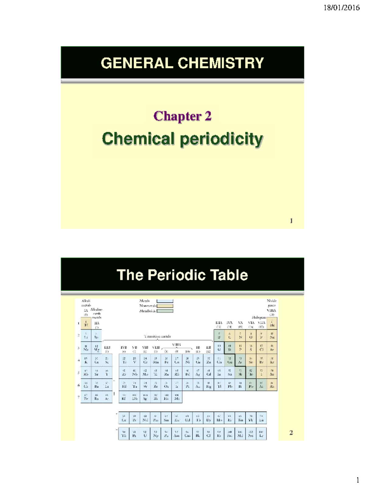 GENERAL CHEMISTRY Chapter 2: Chemical Periodicity and the Periodic ...