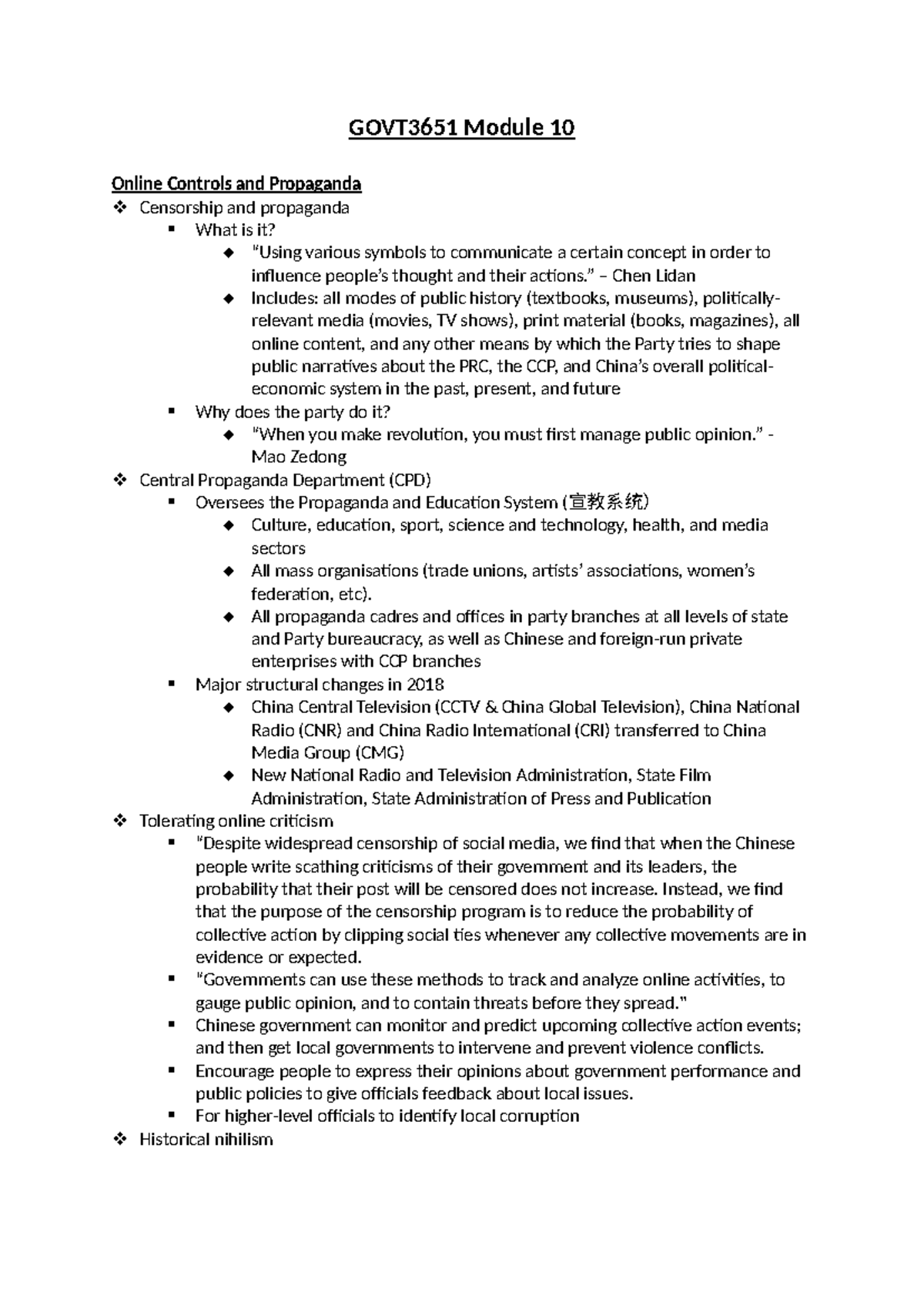 GOVT3651 Module 10 - Lecture Notes - GOVT3651 Module 10 Online Controls ...