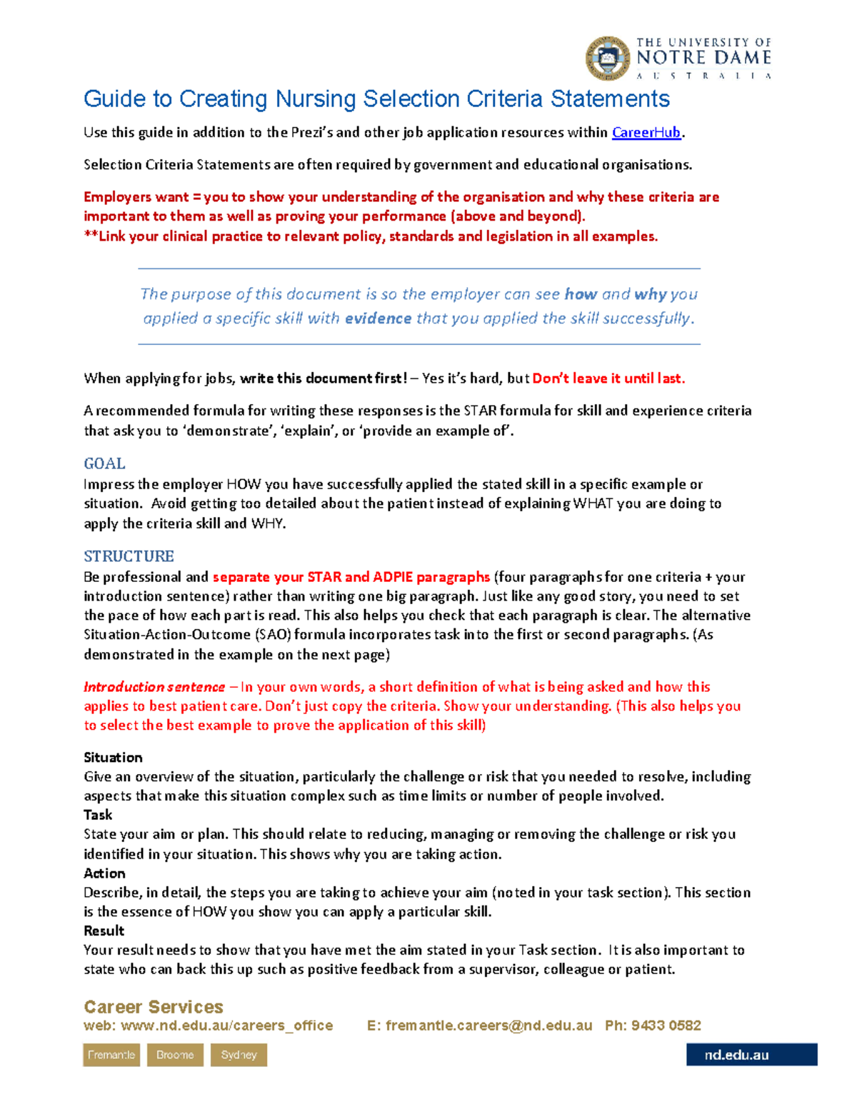 NURS 303: Creating Effective Nursing Selection Criteria Statements ...