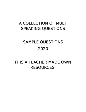 Collection OF MUET 2020 Sample Writing Questions - Fundamental of ...