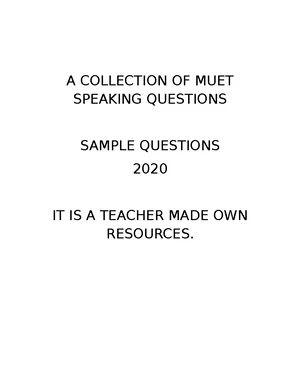 Collection OF MUET 2020 Sample Speaking Questions - A COLLECTION OF ...