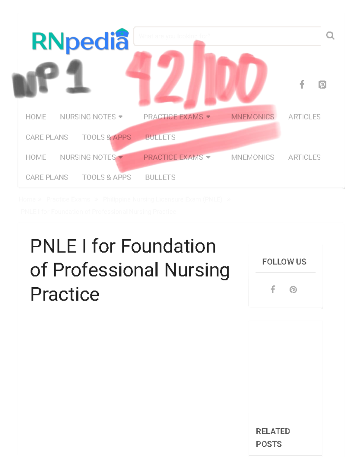 PNLE I Final Exam Study Notes for Foundation of Nursing Practice - Studocu