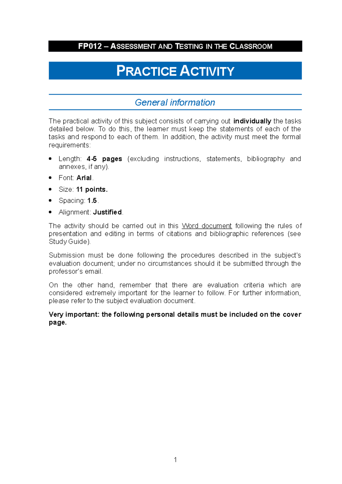 FP012 - Practical Individual Activity for Assessment in Classrooms ...