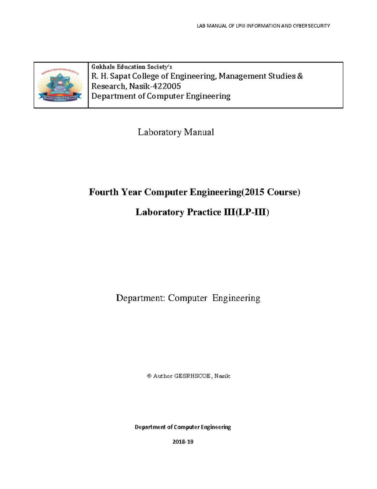 Lab Manual for ICS - Lab Practice III (LP-III) - Computer Engineering ...