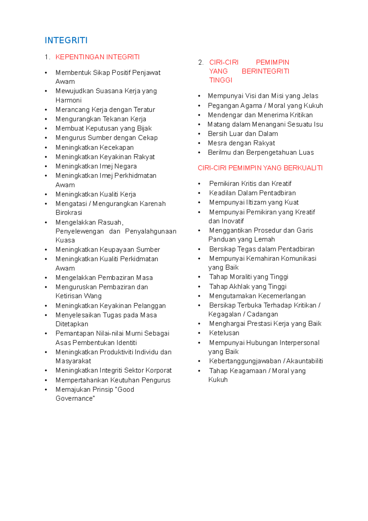 TEMA Integriti dan Rasuah (SEM 1): Pentingnya Integriti dalam Sektor ...