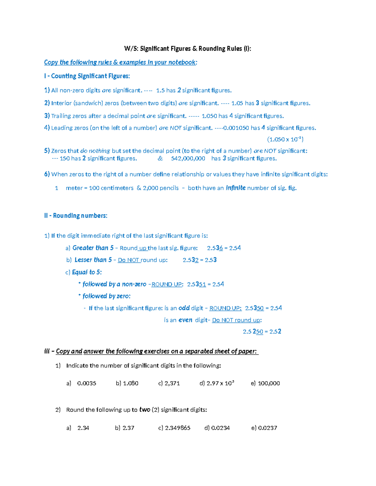 Significant Figures & Rounding Rules (Activity C2) - Studocu