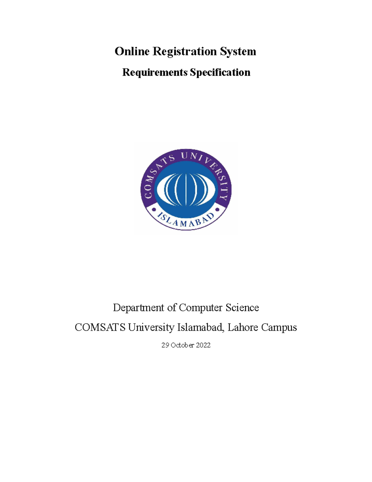 UMS - Requirement document sample - Online Registration System Requirements Specification ...