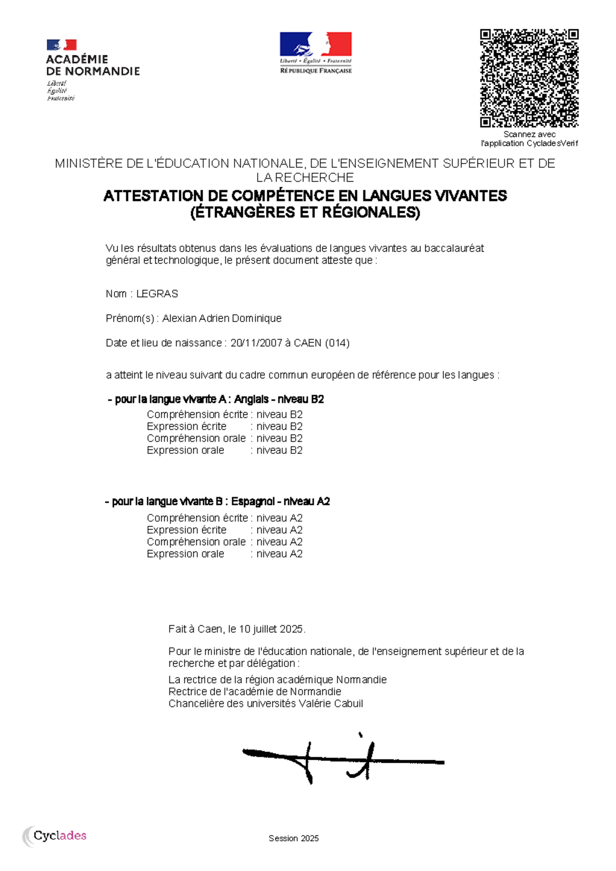 Attestation de Compétence en Langues Vivantes - Session 2025 - Studocu