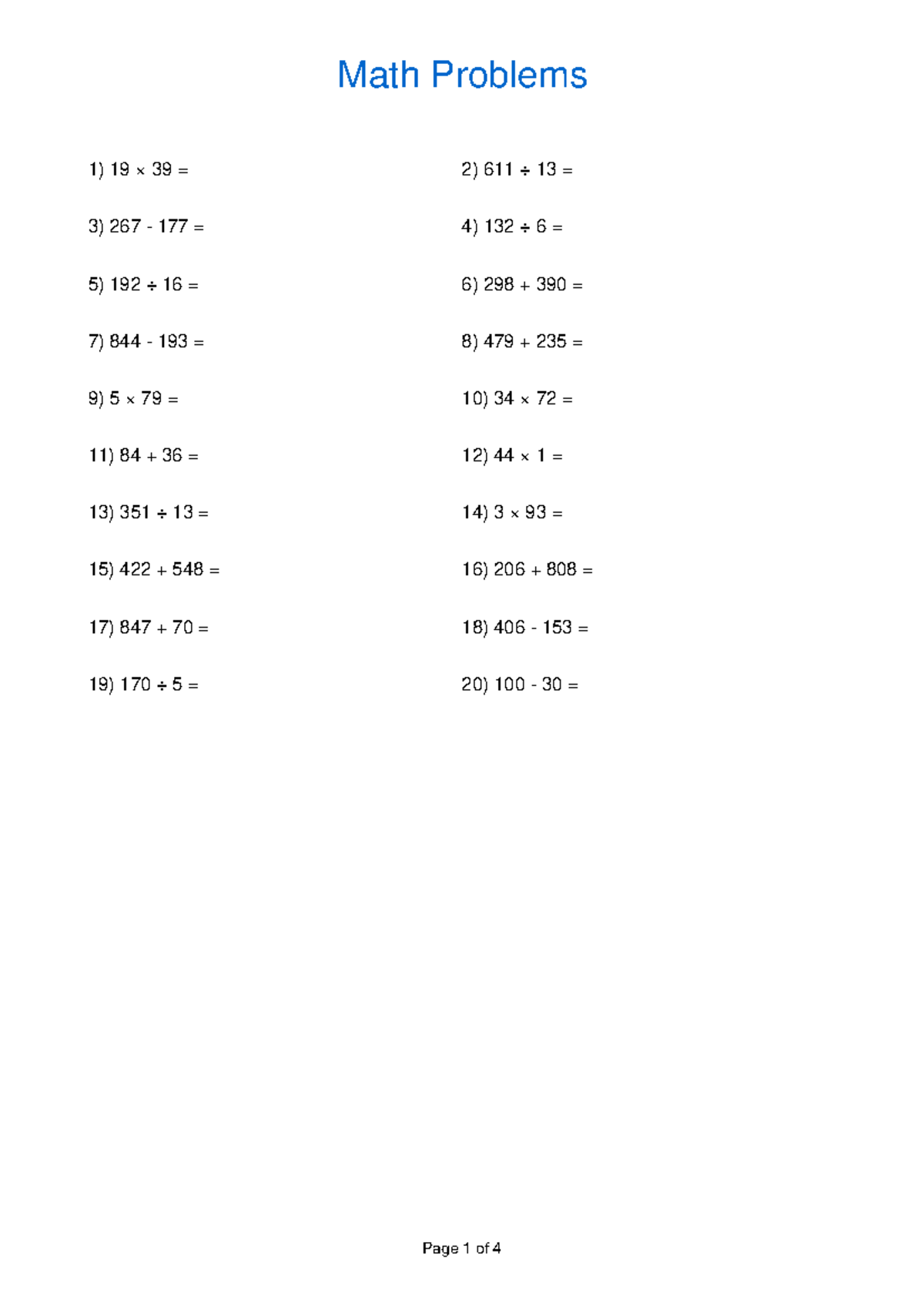 328nv20z37 - Math Problems & Answer Key for Review - Studocu