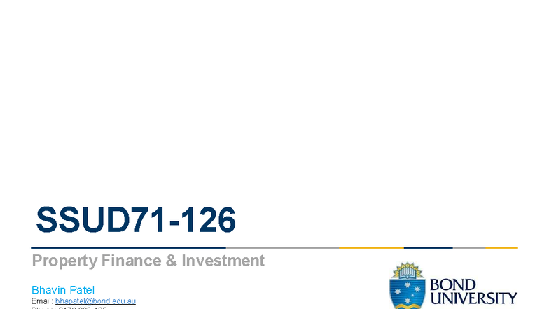 Property Investment Finance: Module 4 & 5 Lecture Notes - Studocu