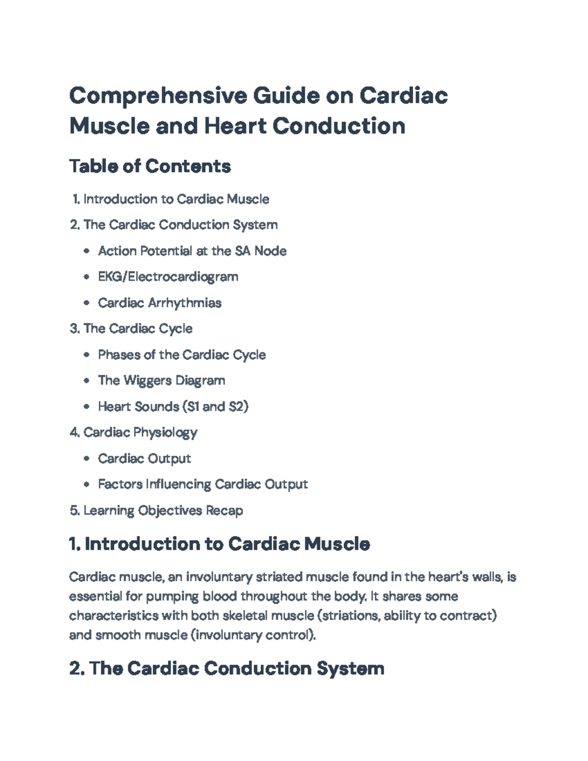 Comprehensive Guide to Cardiac Muscle and Heart Conduction ...
