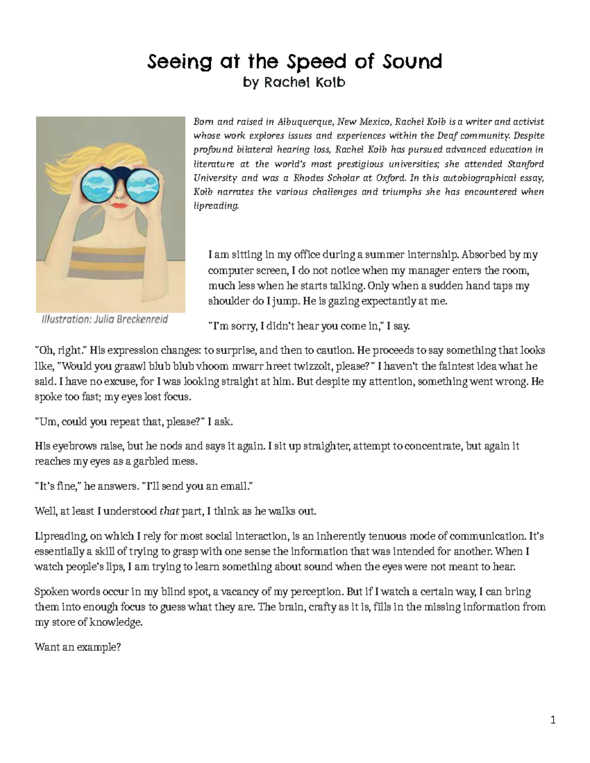 Seeing at the Speed of Sound: An Essay on Lipreading Challenges - Studocu