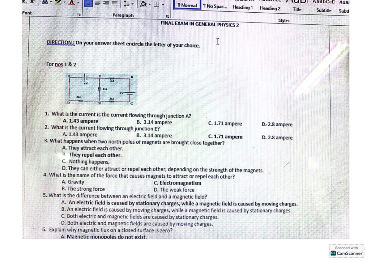 FINAL EXAM REVIEW: GENERAL PHYSICS 2 (PHYS 102) - Studocu