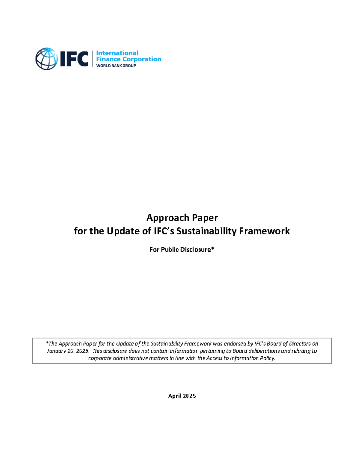 Approach Paper for Updating the Sustainability Framework (ESF) - Studocu