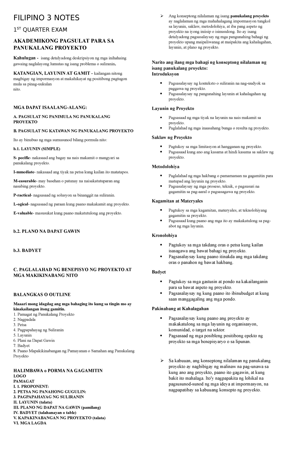 Filipino 3 Notes-1ST Quarter - FILIPINO 3 NOTES 1 ST QUARTER EXAM ...