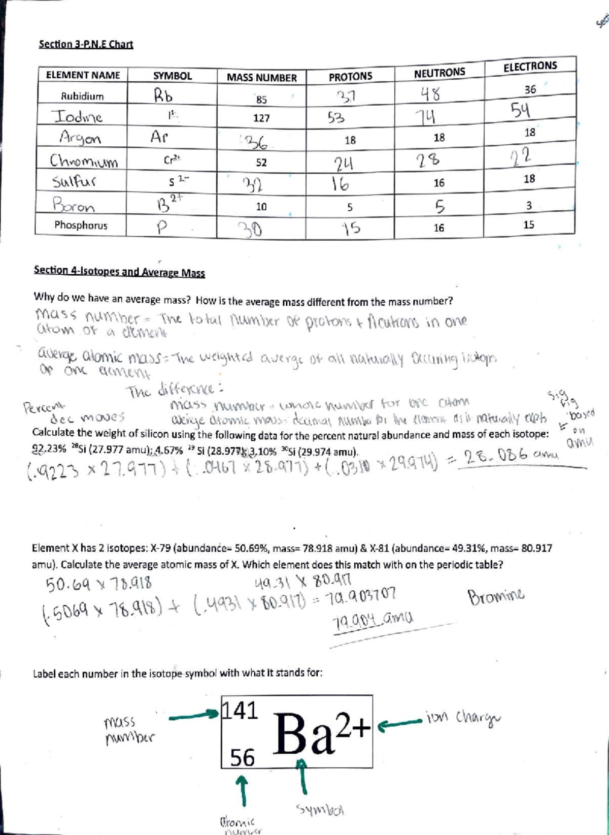 Isotopes and Average Atomic Mass Calculations for CHEM 101 - Studocu