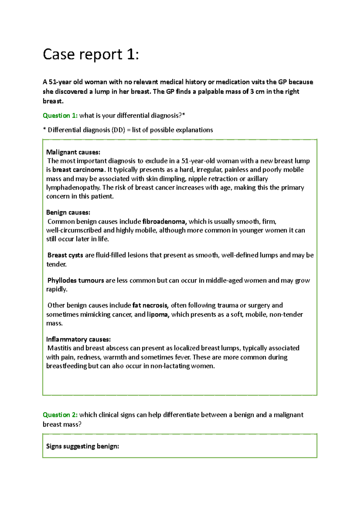 Patient Cases - Cancer: Clinical Case Study on Breast and Anemia ...