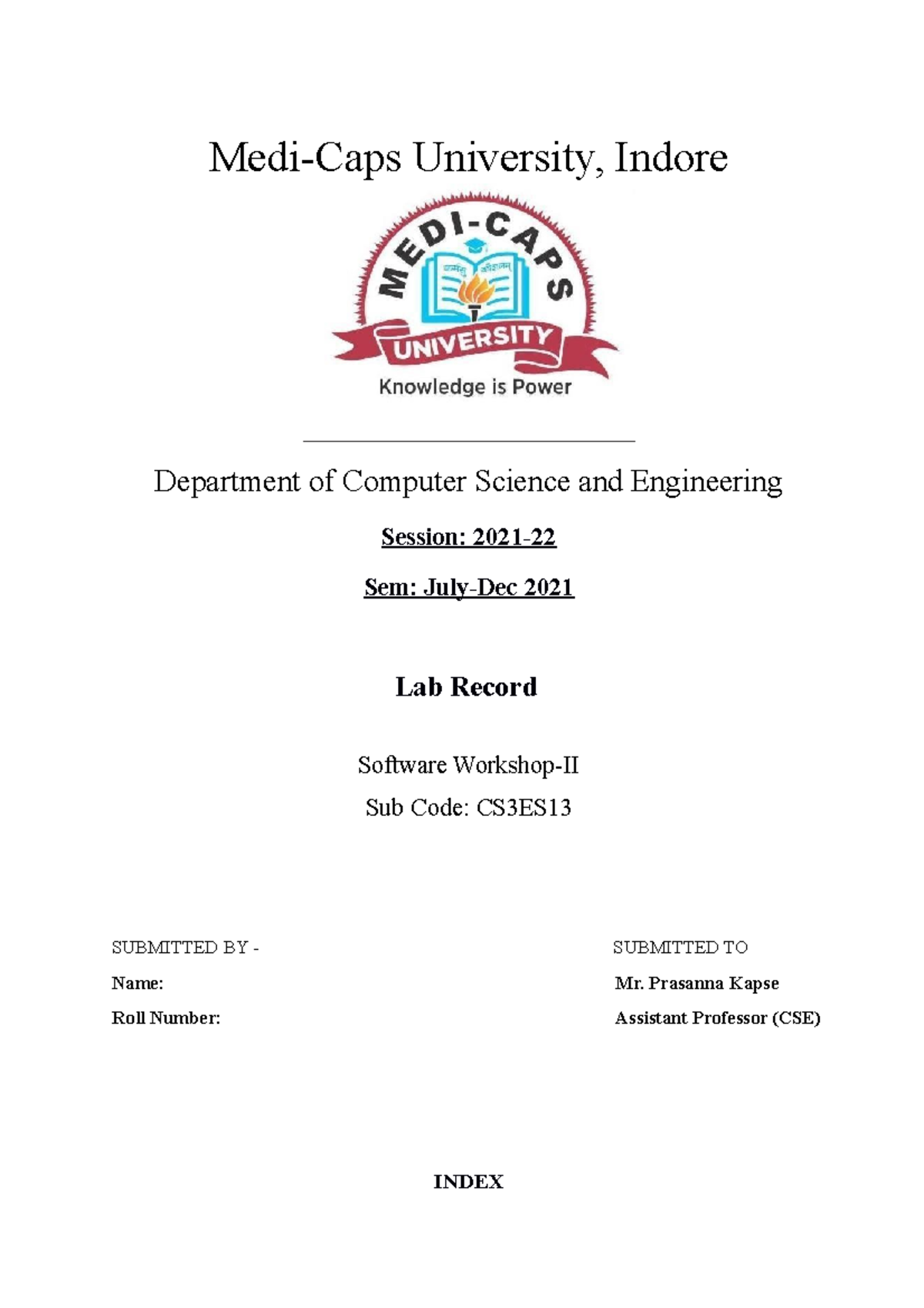 ML Lab File format for medi-caps university - aml learning - Studocu