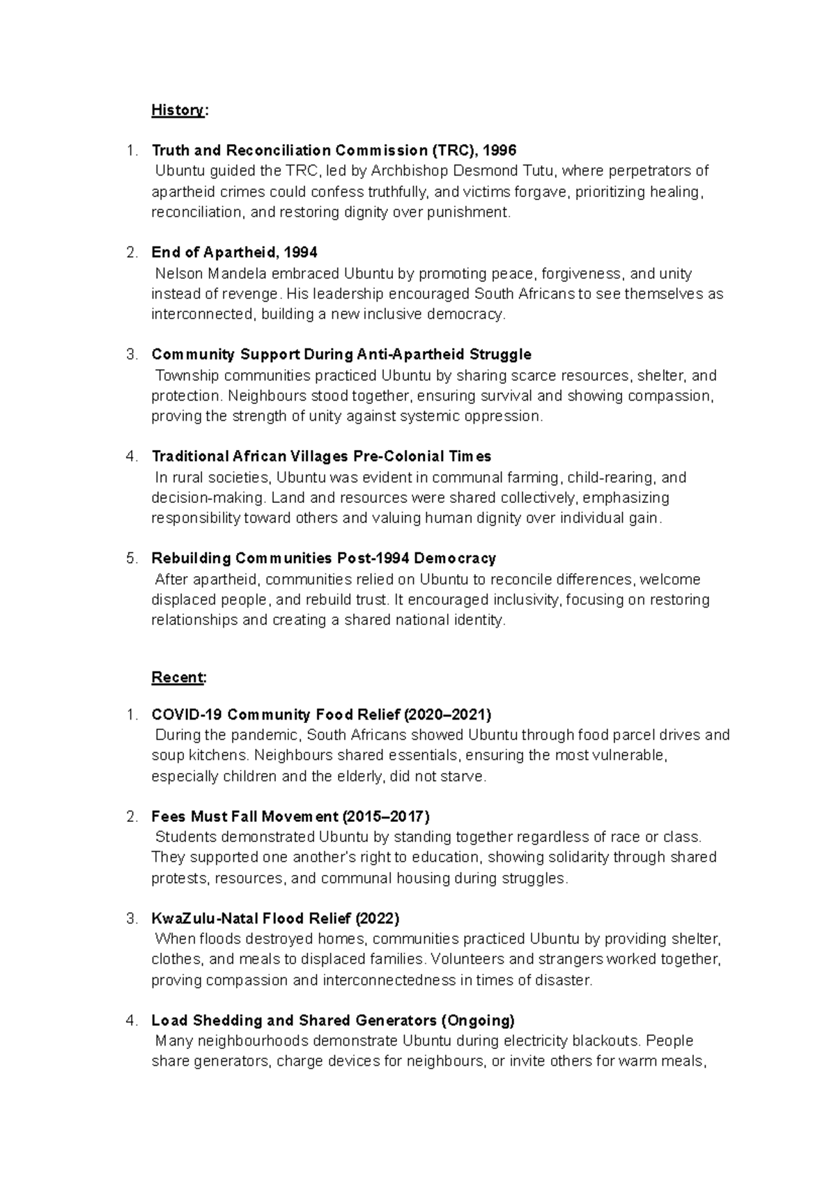 History: Ubuntu in Action - Community Support & Reconciliation - Studocu