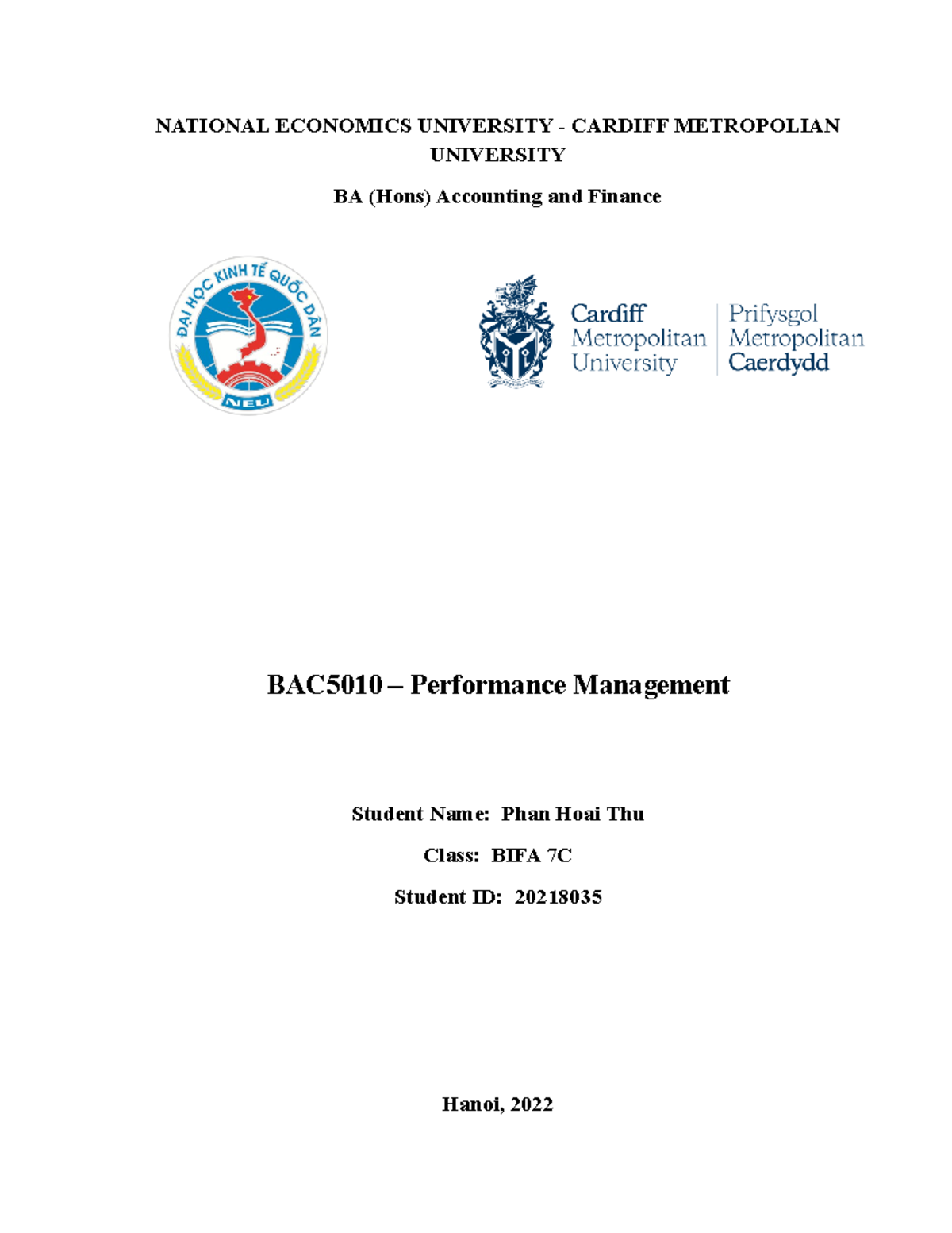 Final PM - NATIONAL ECONOMICS UNIVERSITY - CARDIFF METROPOLIAN ...