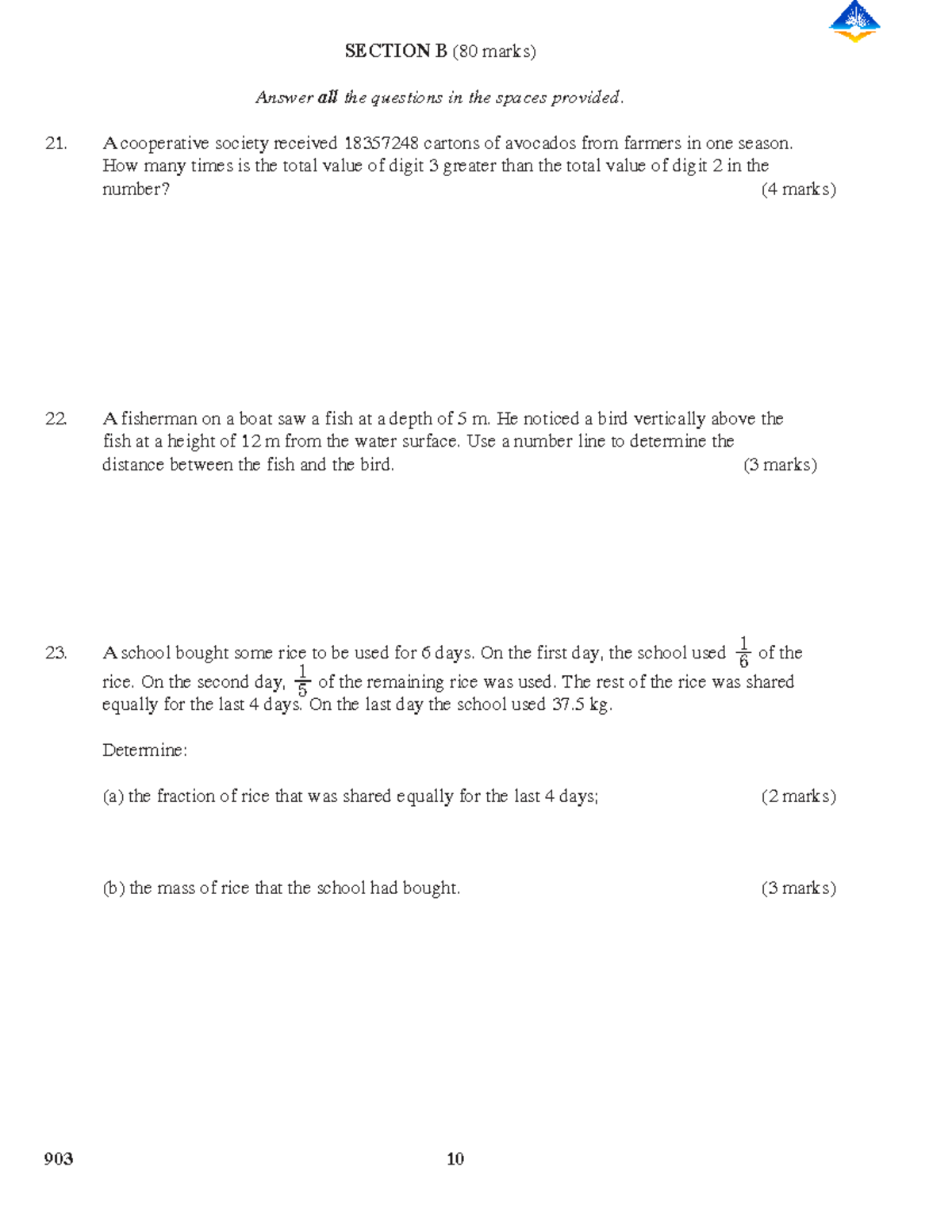 Grade 8 MATH Exam Questions & Solutions (Section B) - Studocu