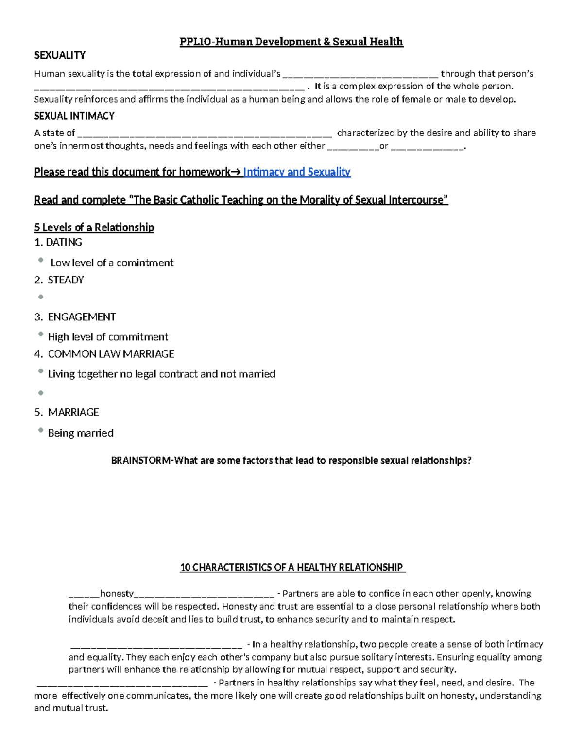 PPL1O-Final Study Notes on Human Development & Sexual Health - Studocu