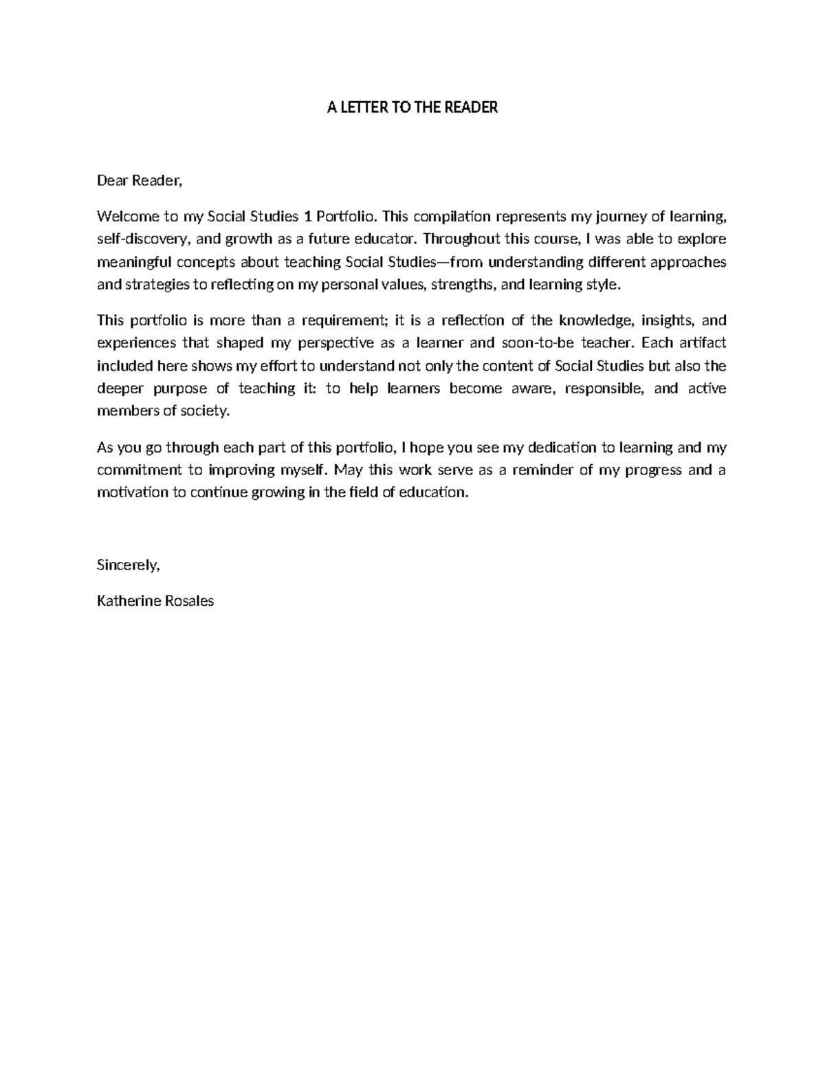 Social Studies 1 Portfolio: A Reflection on My Teaching Journey - Studocu