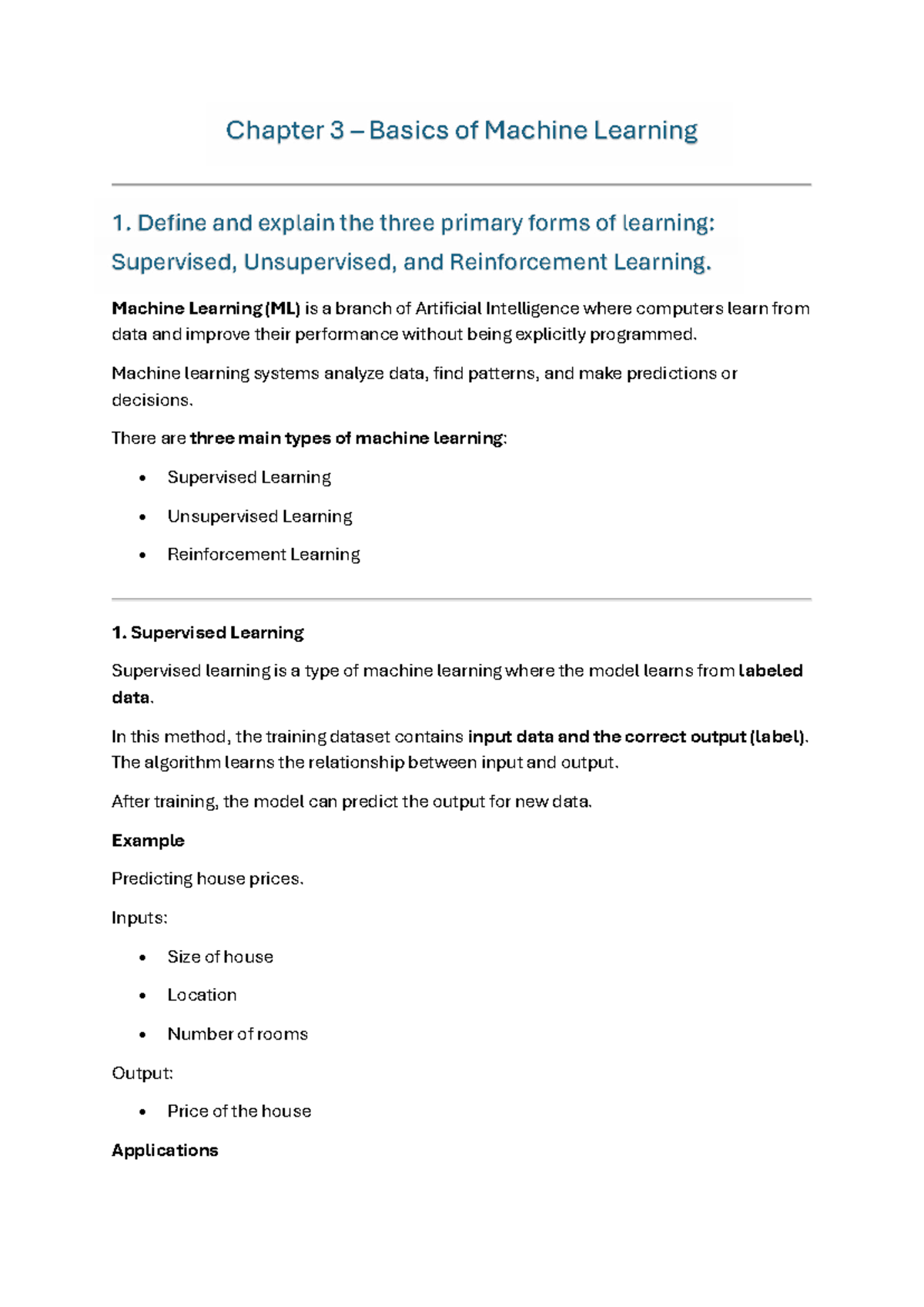 Chapter 3: Basics of Machine Learning - FAI GTU Notes - Studocu