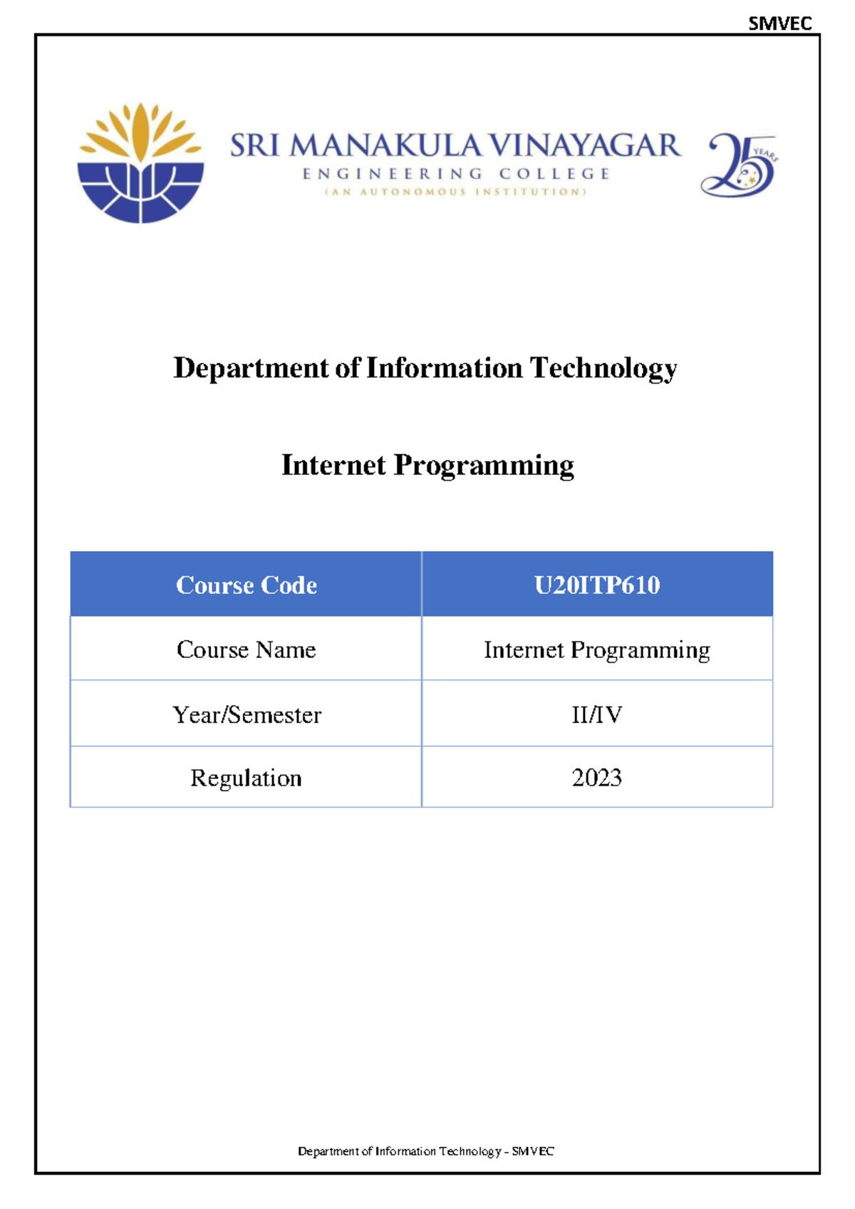 Internet Programming Lab U20ITP610: Web Page Creation Exercises - Studocu