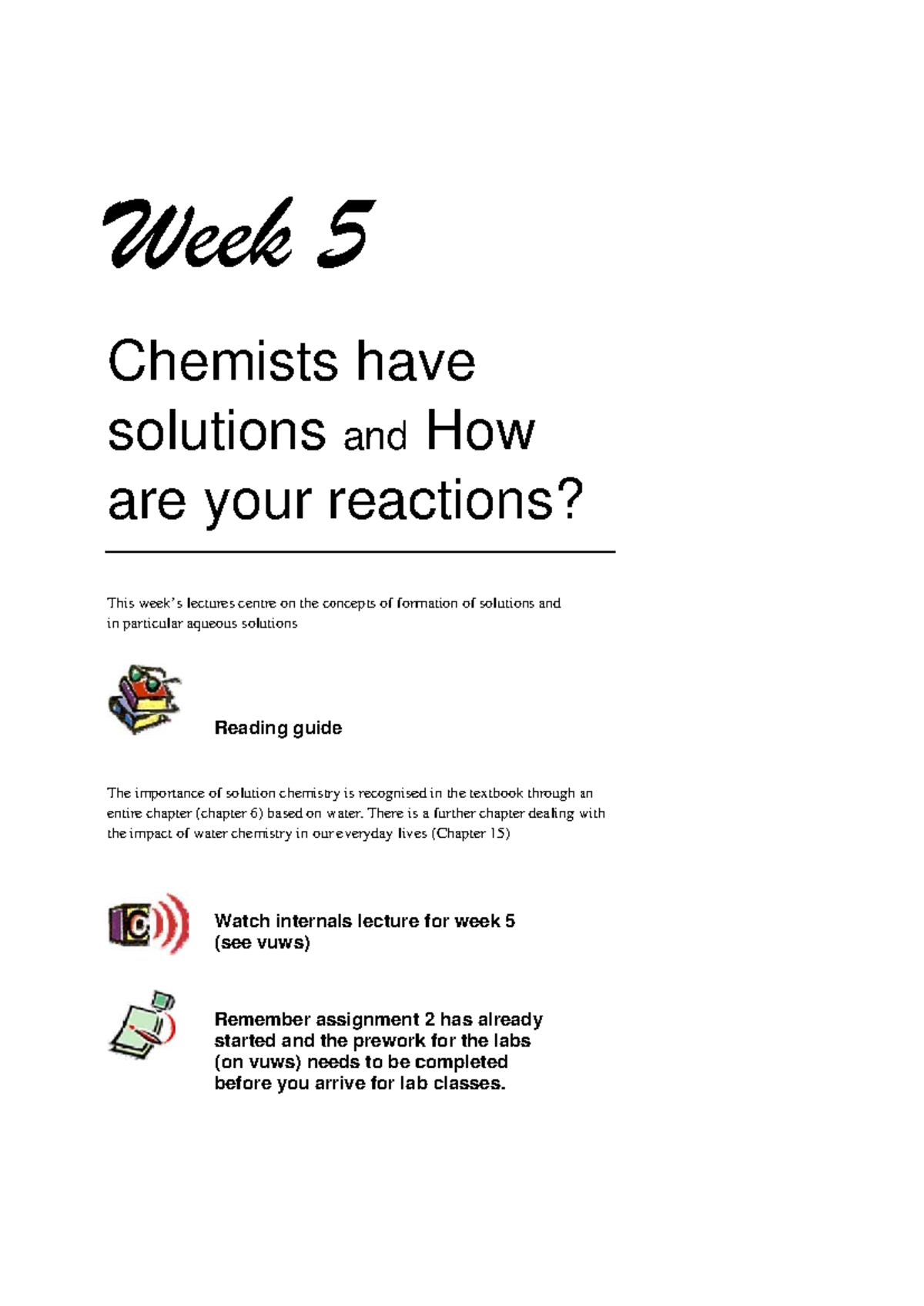 Study Guide Week 5: Solutions and Reactions in Chemistry - Studocu