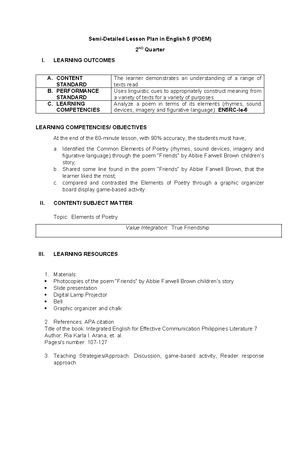 DLP FIL 4 - Banghay-Aralin sa Pagtuturo ng Filipino 4 - Studocu