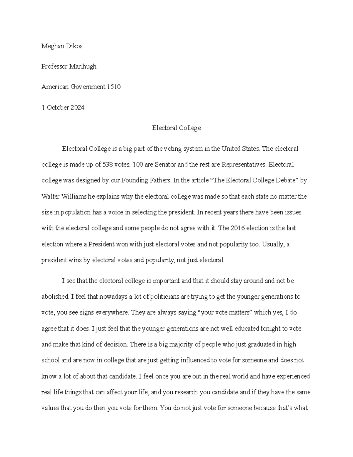 American Government 1510: Insights on the Electoral College Debate ...
