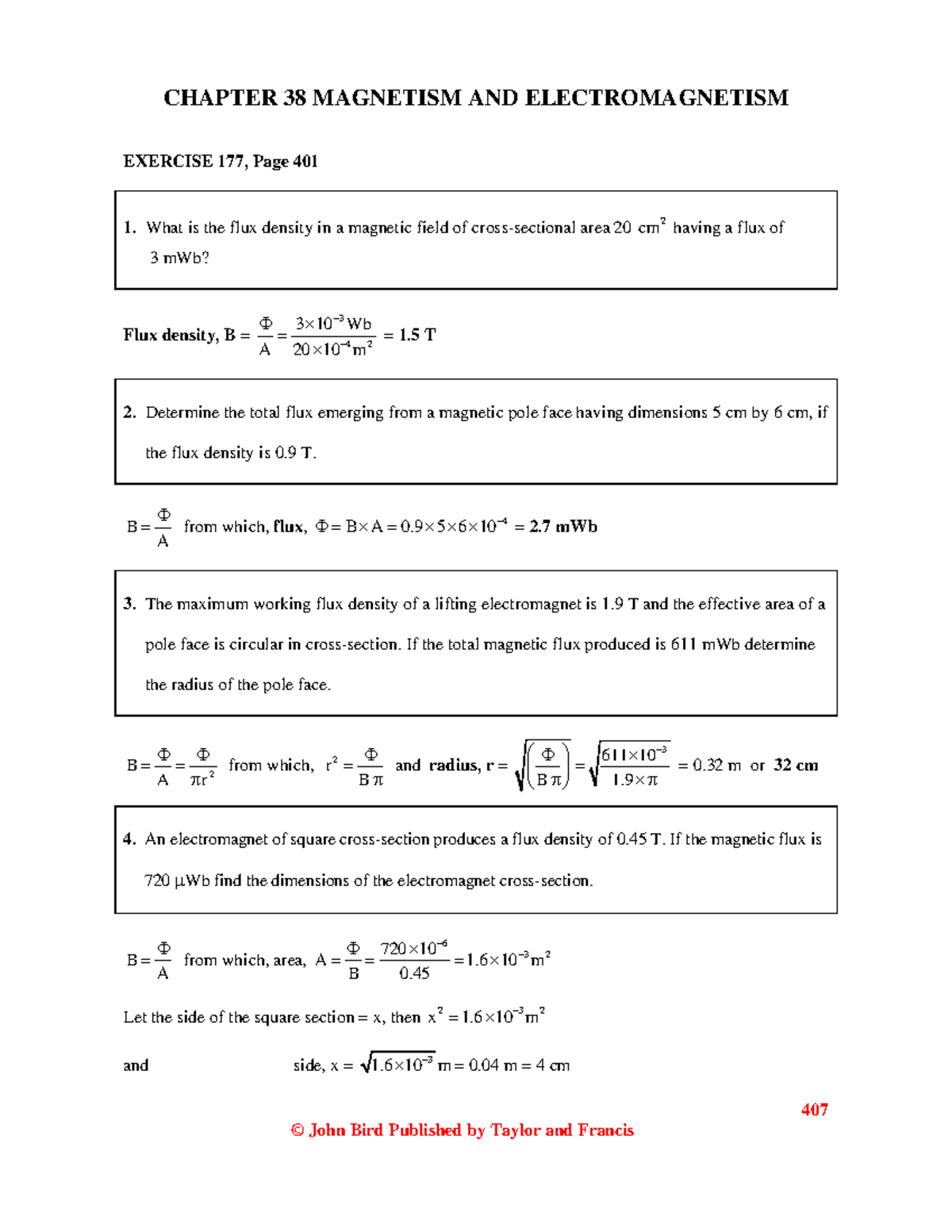 Machine probs - solved problems - 407 CHAPTER 38 MAGNETISM AND ELECTROMAGNETISM EXERCISE 177 ...