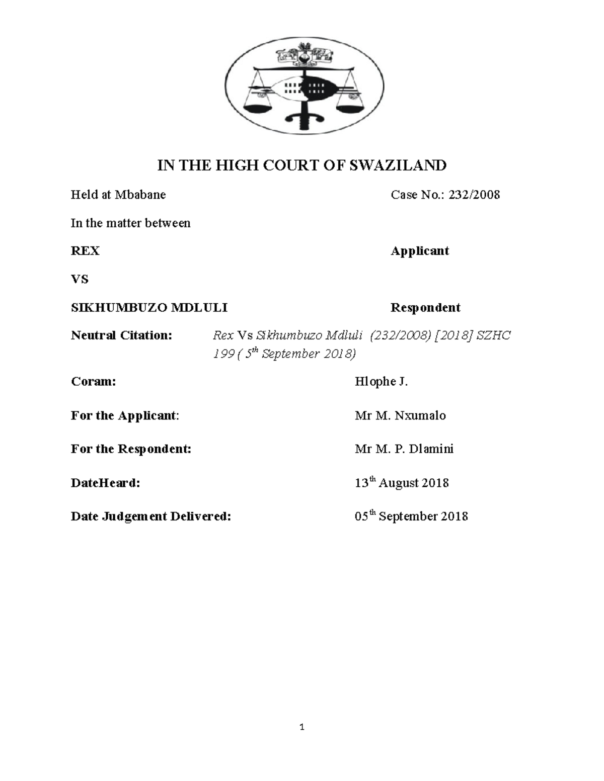 Mdluli Case Analysis: Common Purpose in Murder & Robbery (SZHC 199 ...