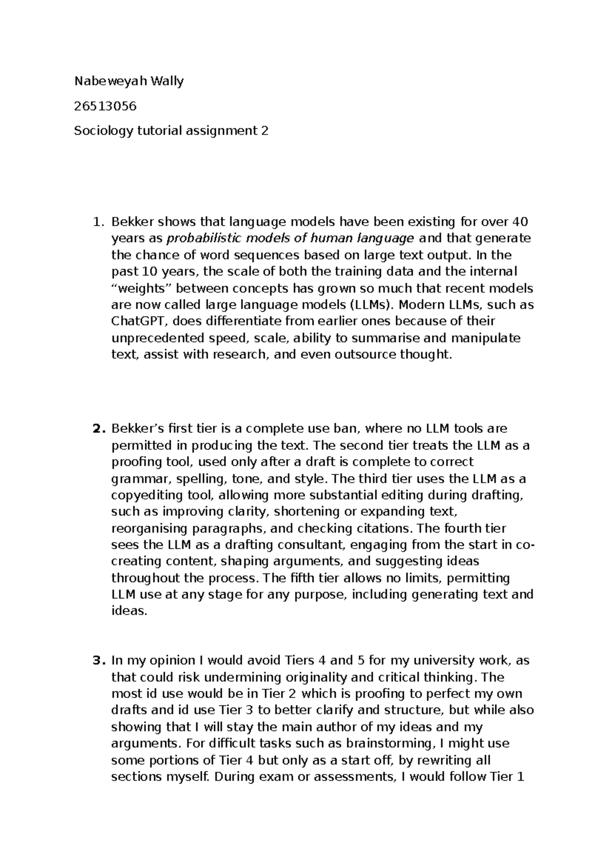 Sociology Tutorial Assignment 2: Language Models & LLMs Analysis - Studocu