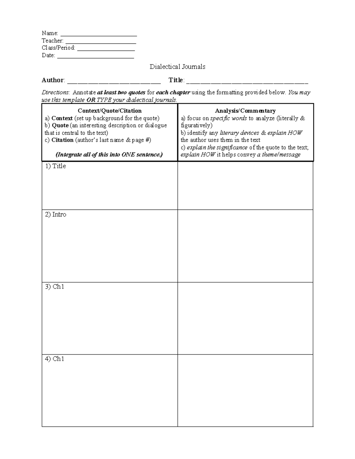 12ENG 12 Dialectical Journals for The Four Agreements - Studocu