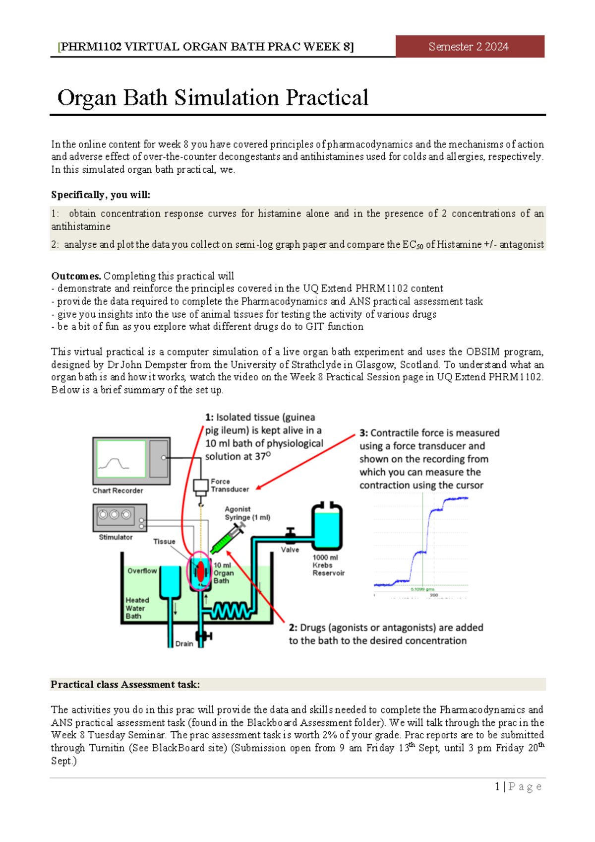 PHRM1102 Virtual Ileum Organs Bath Practical Notes 2024 - Studocu