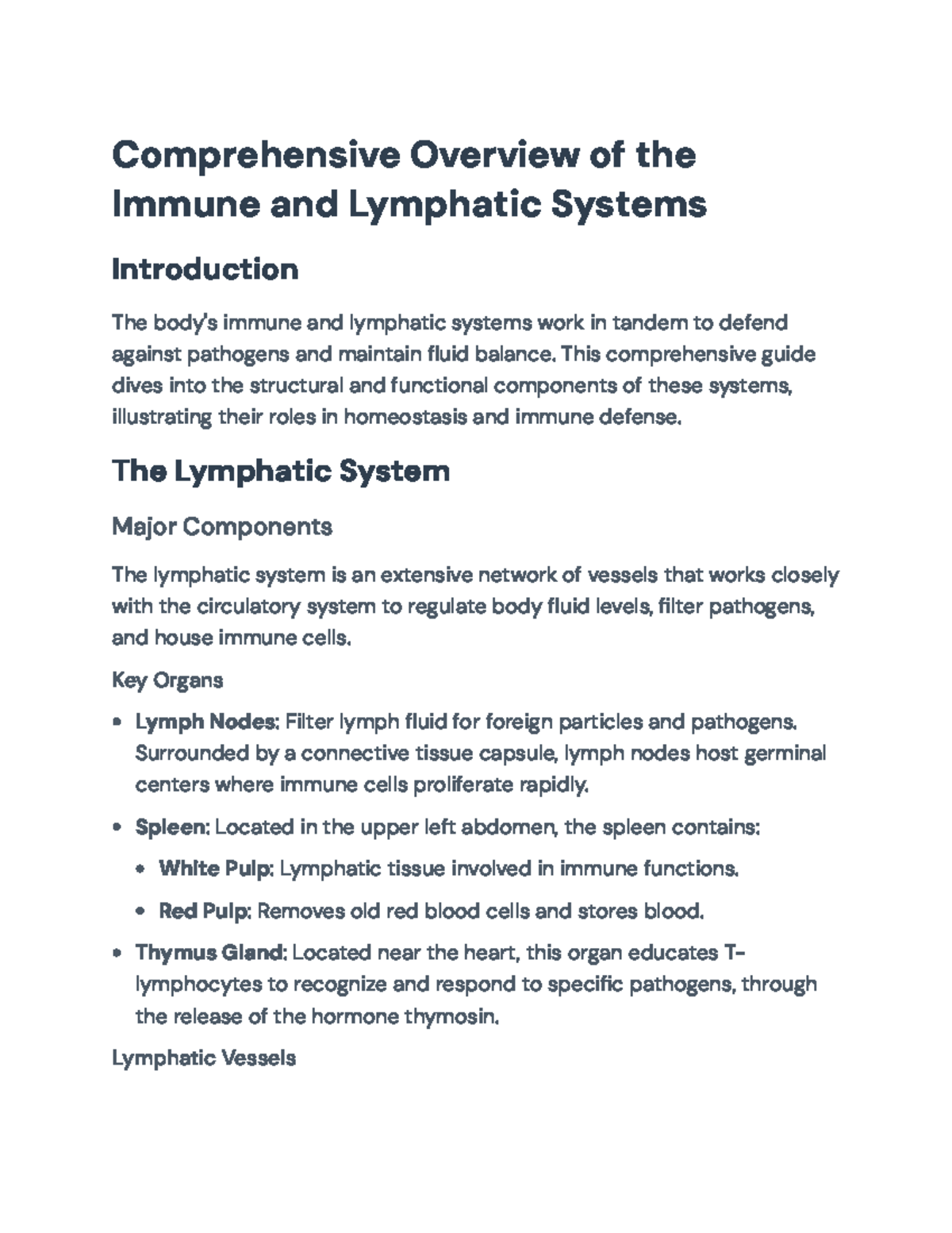 Comprehensive Study Guide on Immune & Lymphatic Systems (BIO 101 ...