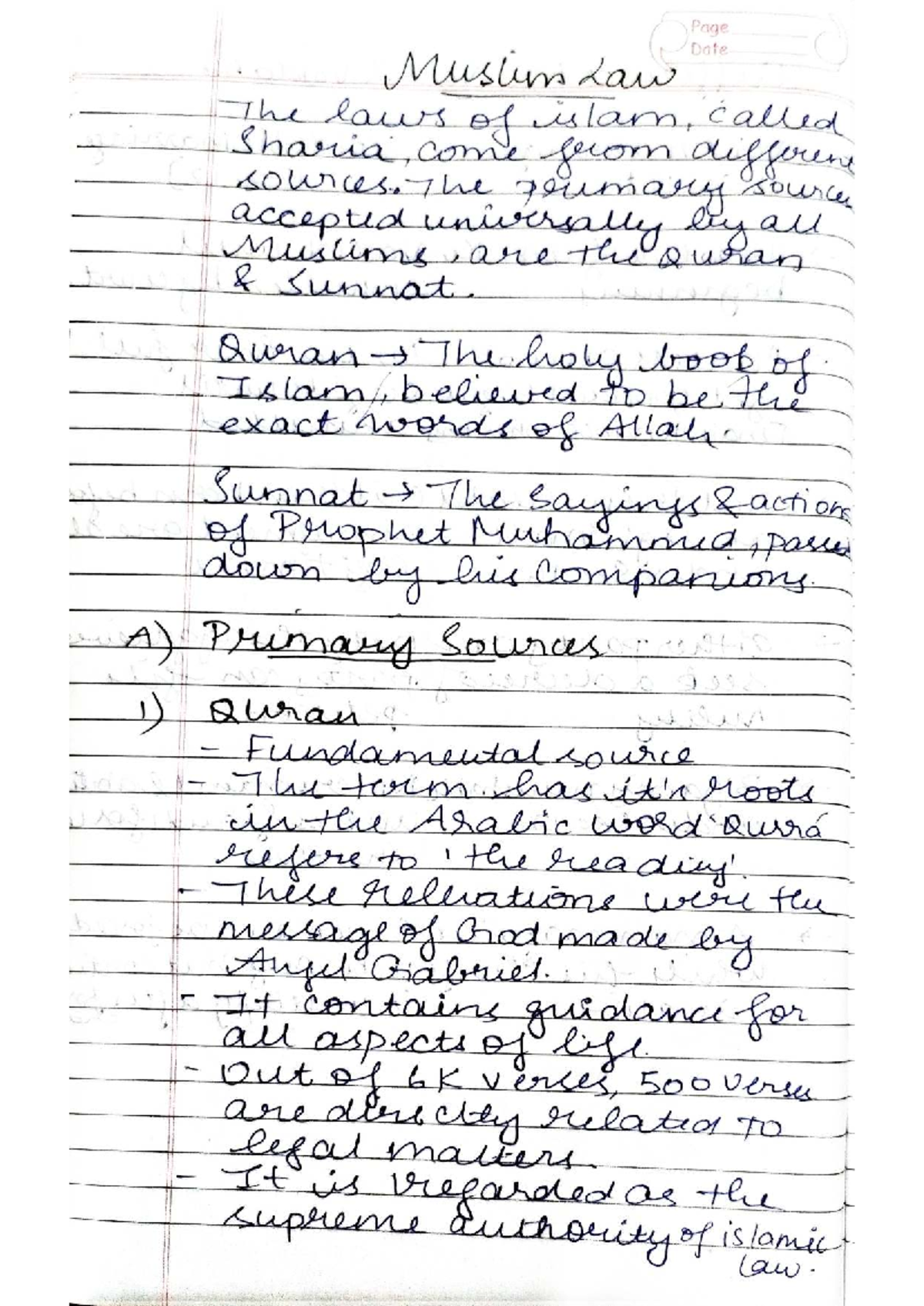 Sources of Muslim Law (Islamic Law) - Overview and Principles - Studocu