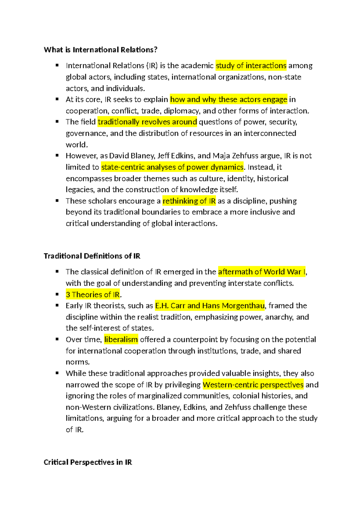 IR 101: Understanding International Relations and Its Critical ...