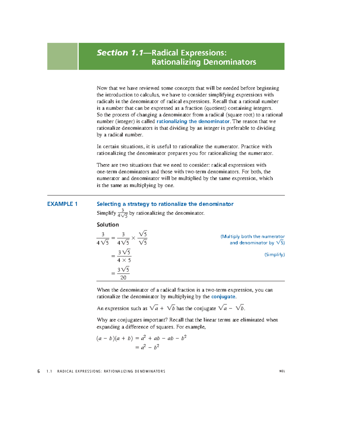 1.1 Radical Expressions: Rationalizing Denominators (MATH 101) - Studocu
