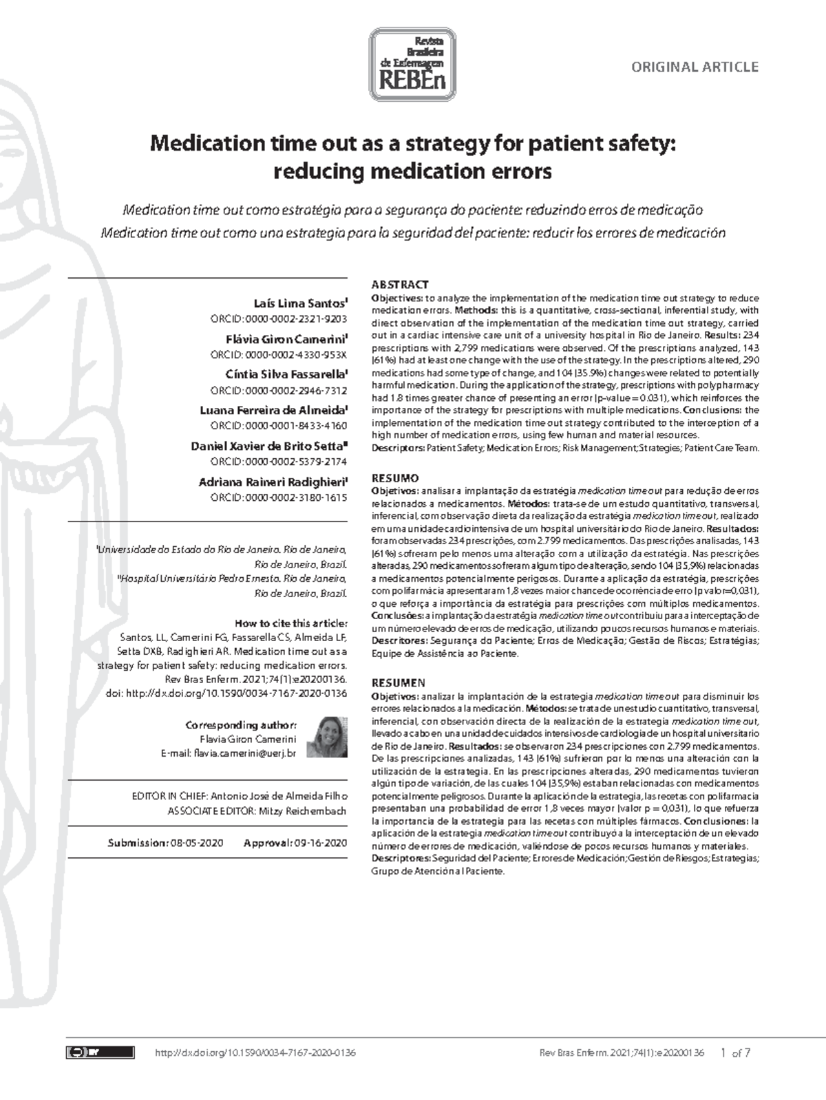 Medication time out as a strategy for patient safety - dx.doi/10.1590 ...
