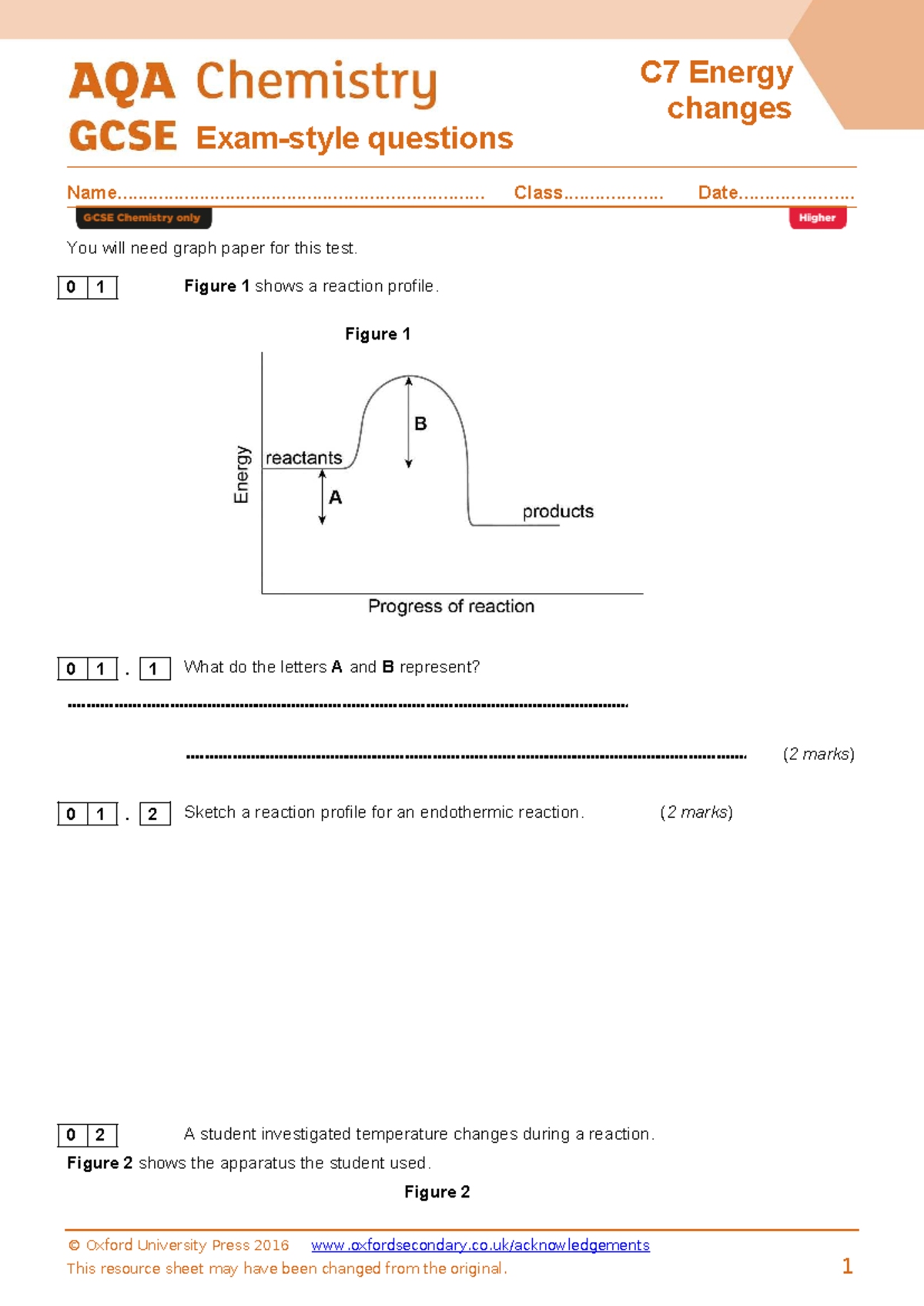 C7 Energy Changes Exam Style Questions and Investigations - Studocu