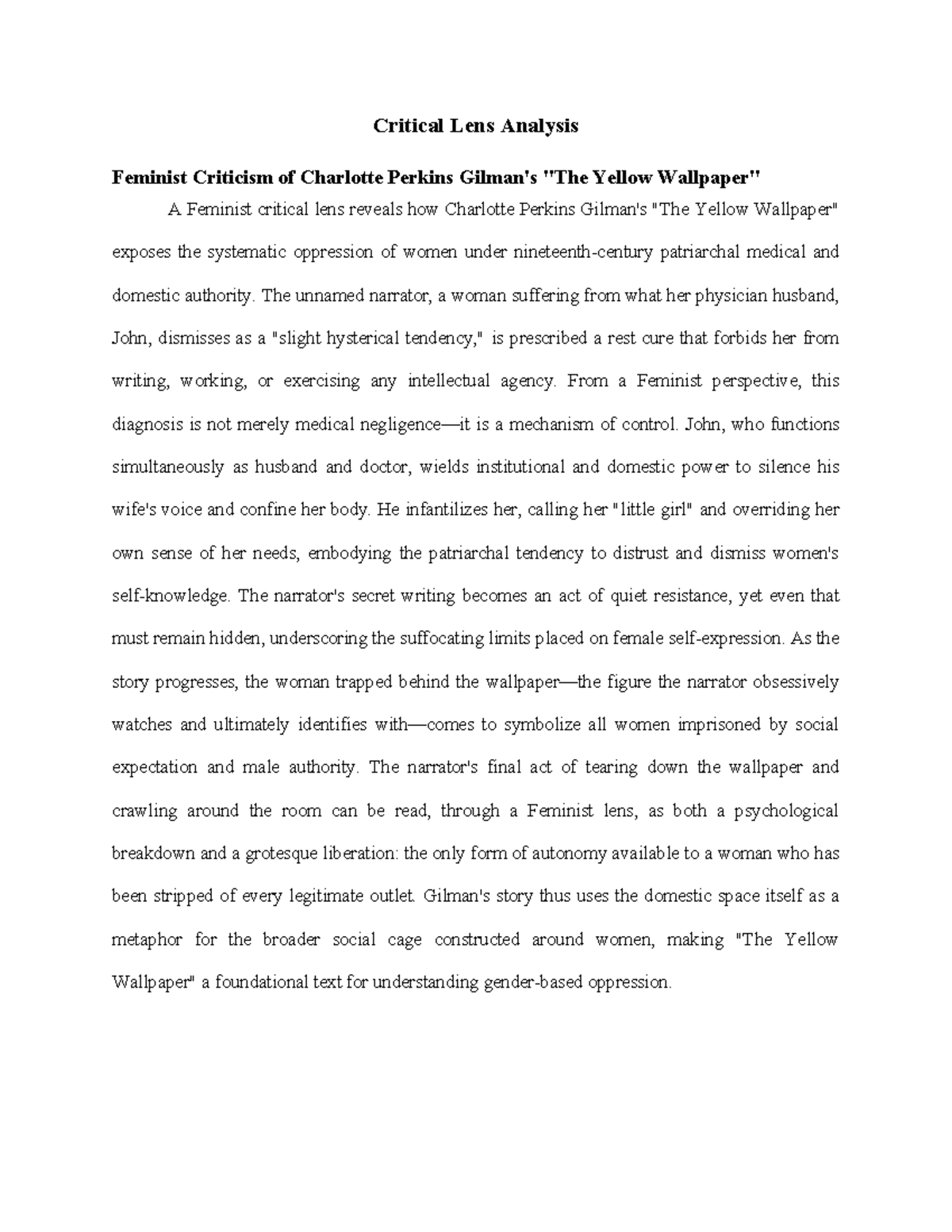 Critical Lens Analysis: Feminist & Marxist Criticism of Literature ...