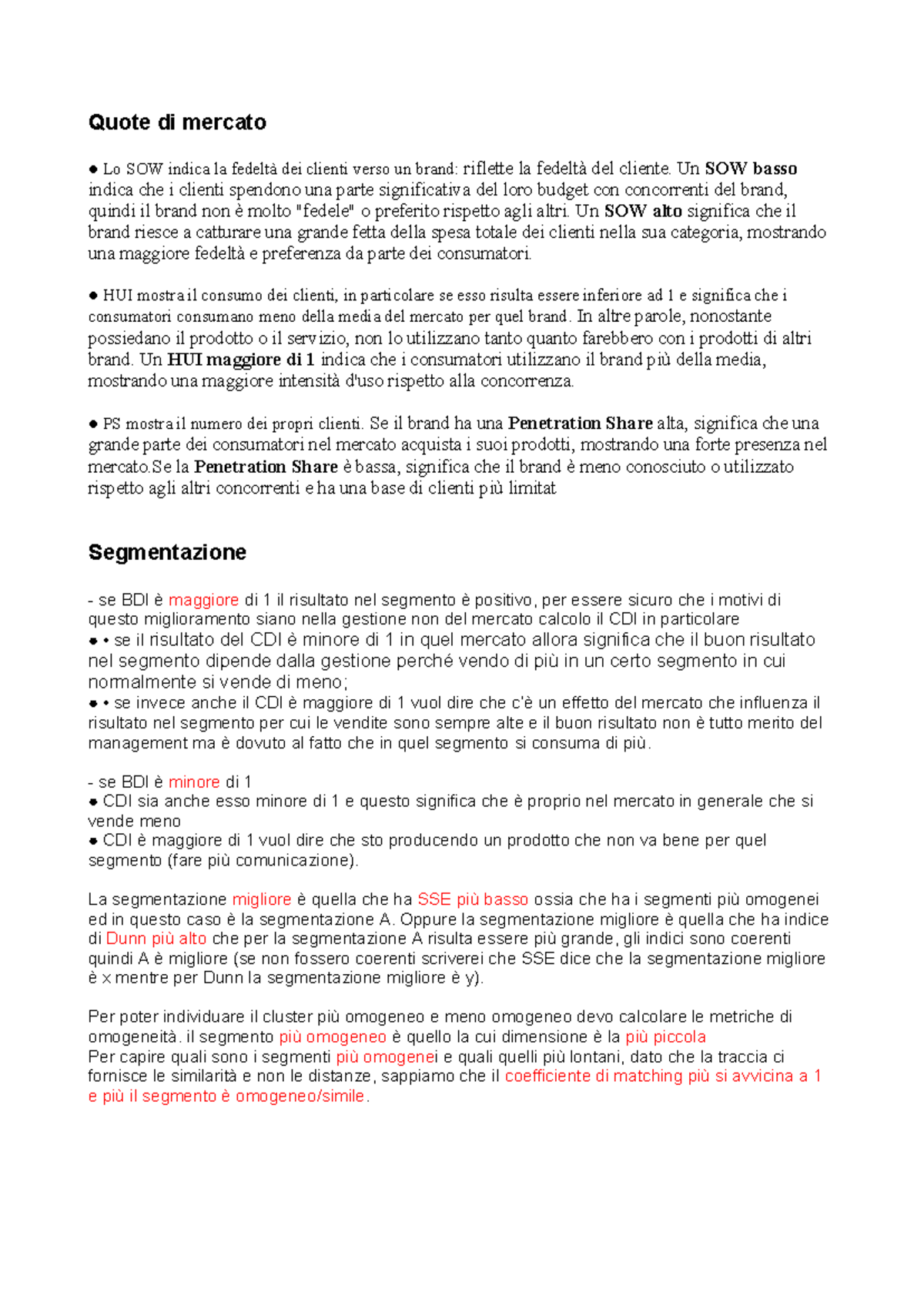 Quote di Mercato: Teoria e Metriche di Analisi SOW, HUI, PS - Studocu