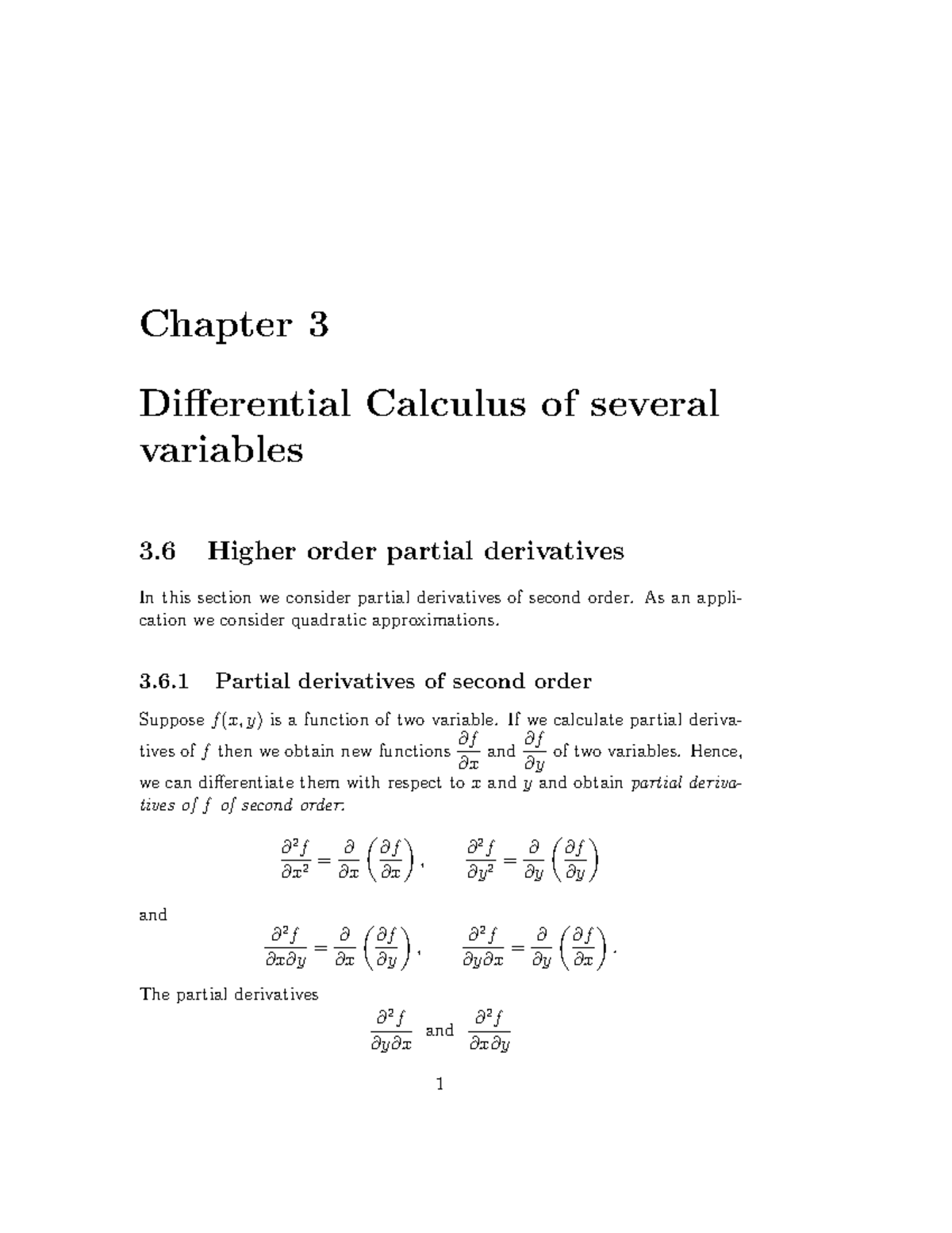 Functions Of Several Variables s6 - Chapter 3 Differential Calculus of ...
