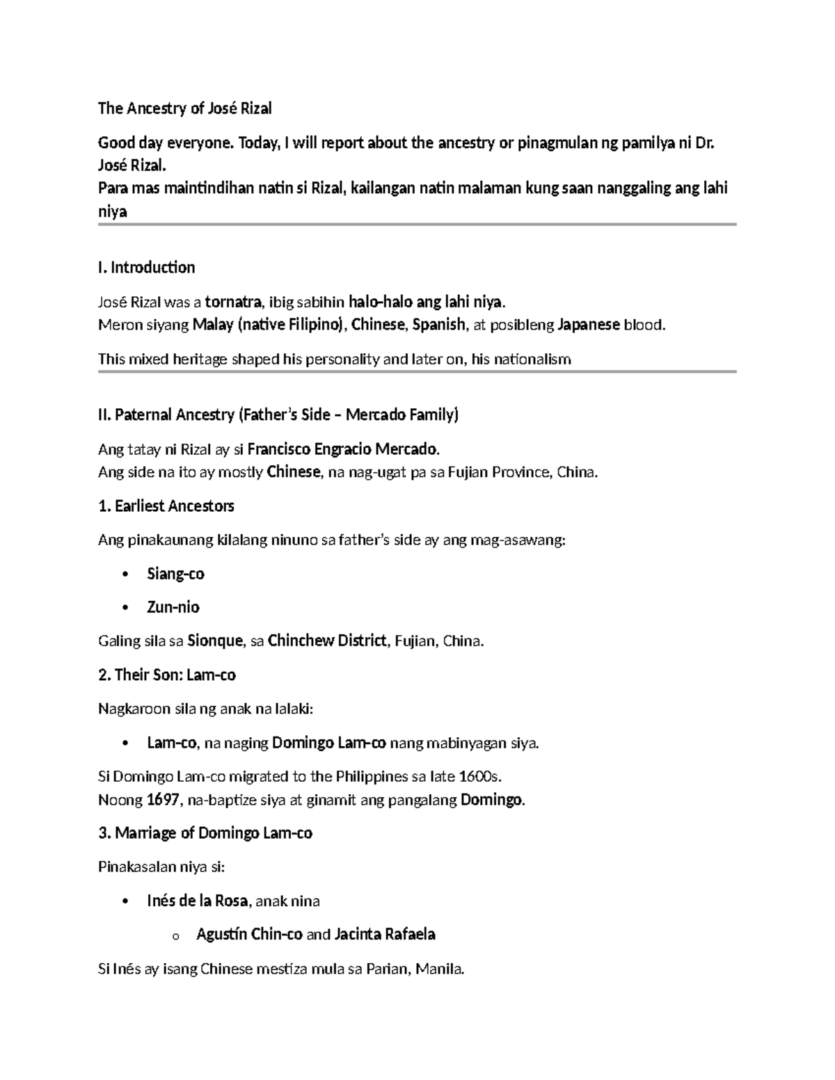 The Ancestry of José Rizal: A Detailed Study of His Heritage - Studocu