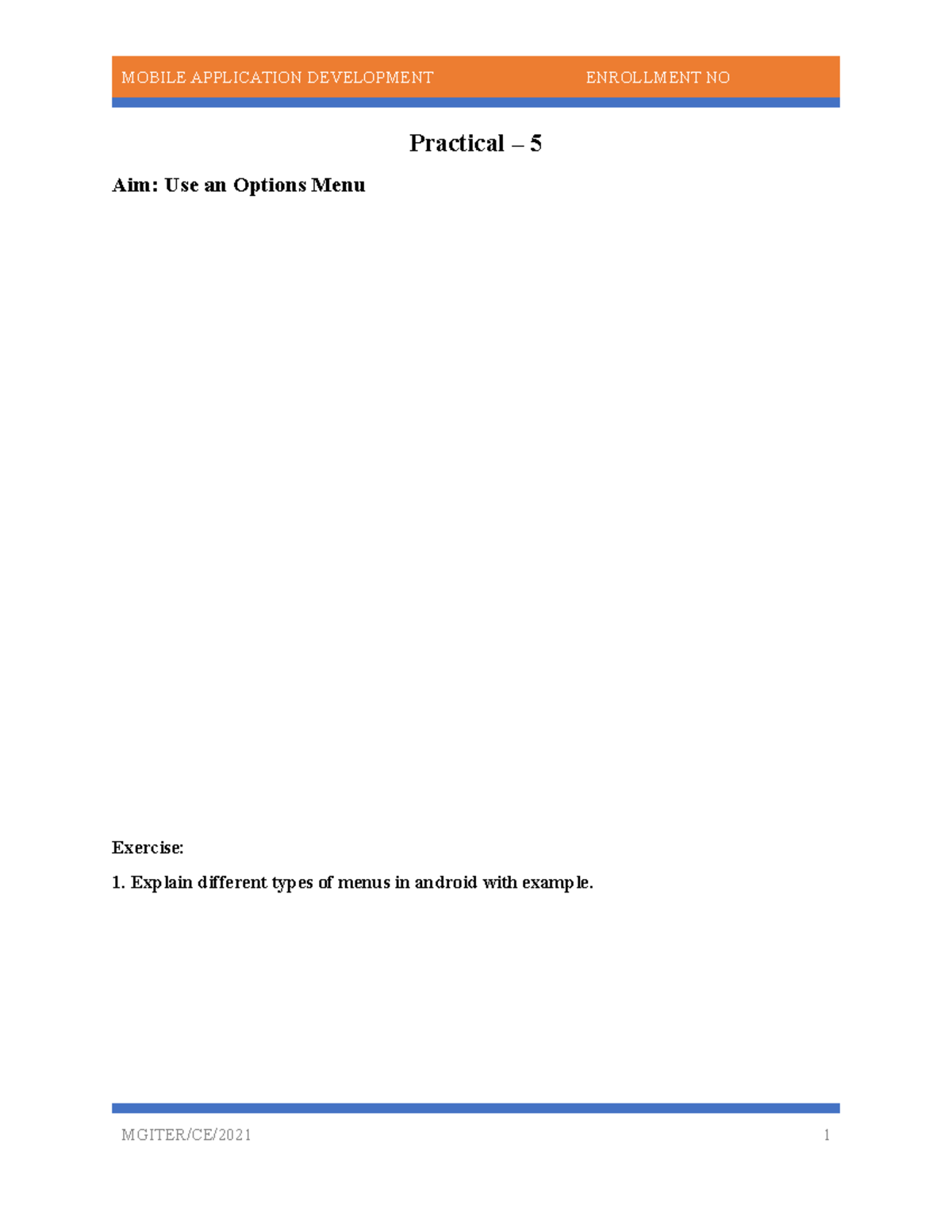 MAD Practicals 5 6 - Practical material of MAD - Mobile Application Development - MOBILE ...